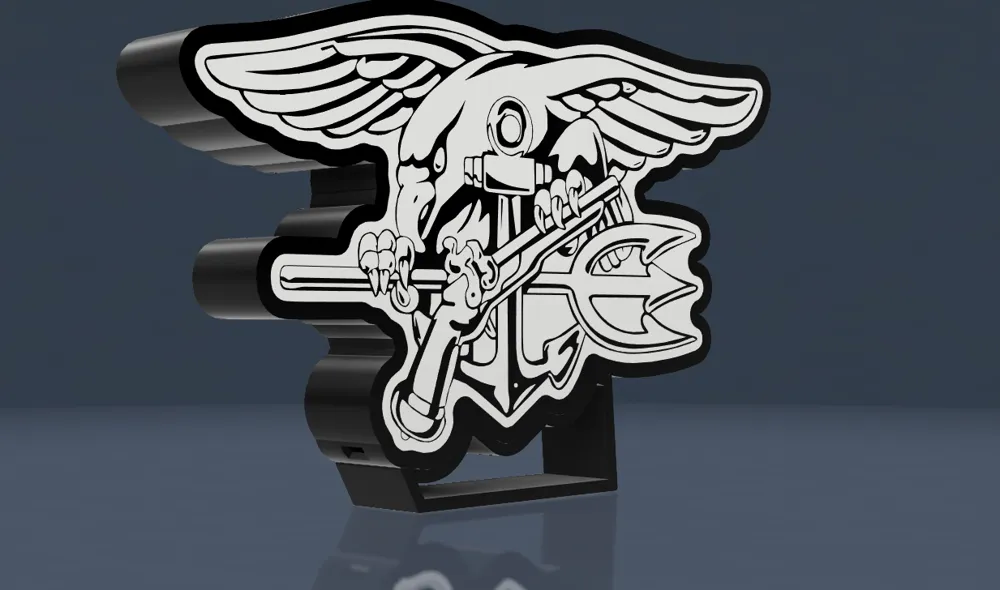 Navy SEAL Insignia LED Lamp (Light Box) + Stand by NES 3D - MakerWorld