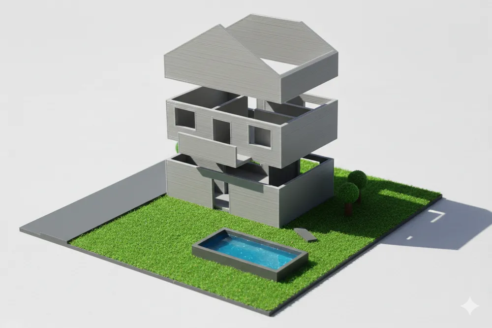 Modulares Haus/Villa Komplettprojekt zum anmalen – Kostenloses 3D ...