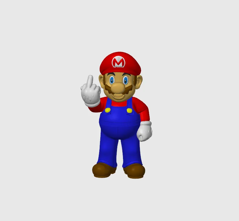 Middle Finger Mario by HJ_3D_ MakerWorld: Download Free 3D Models
