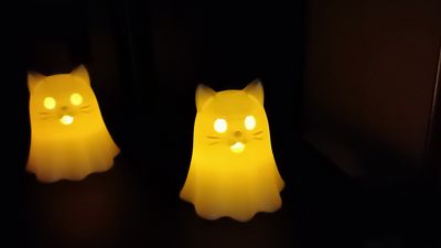 Ghost Cat (Tea Light) - Free 3D Print Model - MakerWorld