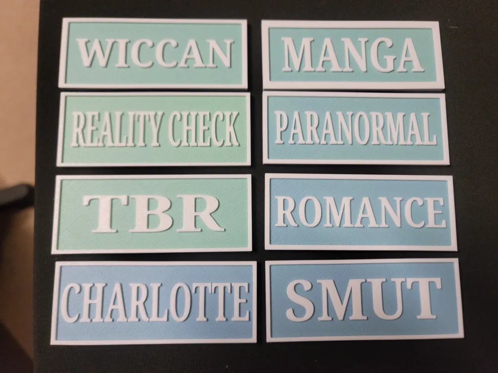 Simple Bookshelf Signs by Andrew - MakerWorld