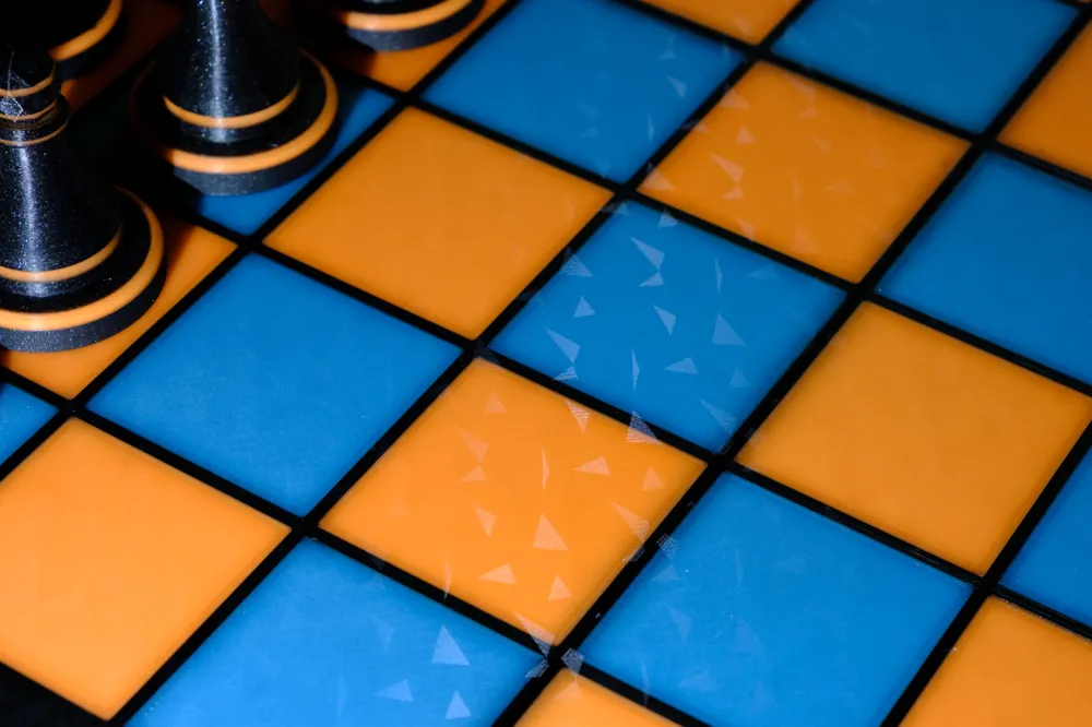 TRON themed Chess Board (Glow In the Dark) by CreeaFabra - MakerWorld