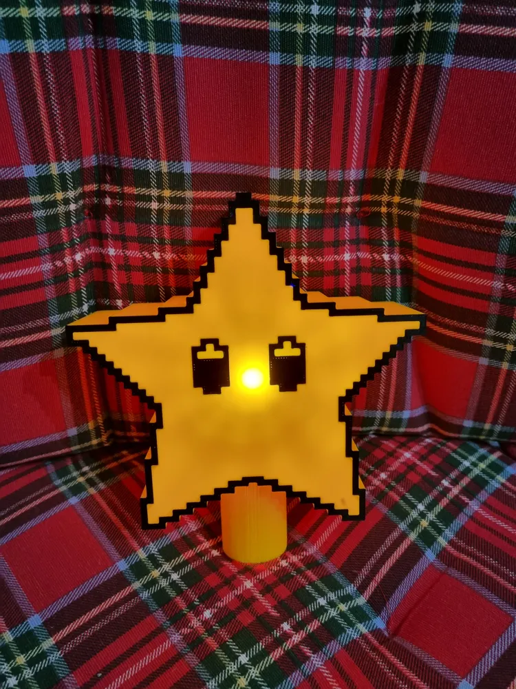 Super Mario Star pixel art Christmas Tree Topper - Free 3D Print Model ...
