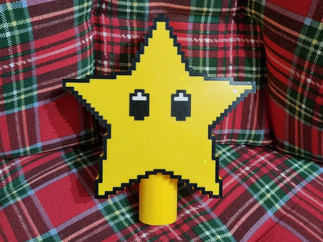 Super Mario Star pixel art Christmas Tree Topper - Free 3D Print Model ...