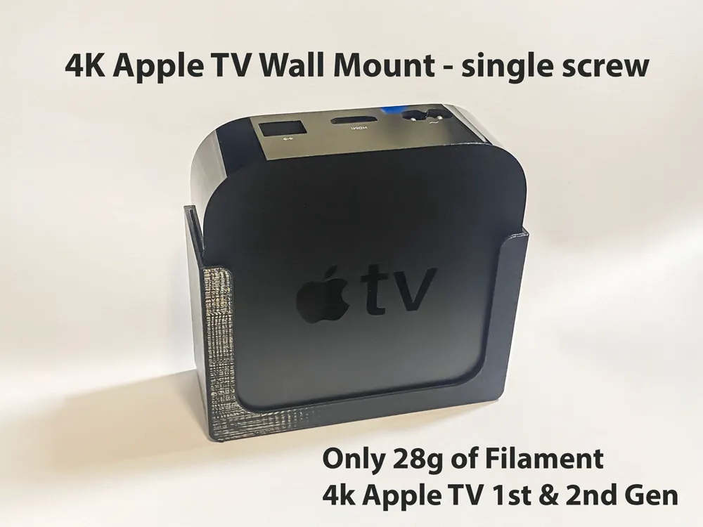 Lightweight 1st & 2nd Gen Apple TV 4K Wall Mount by linton MakerWorld ...