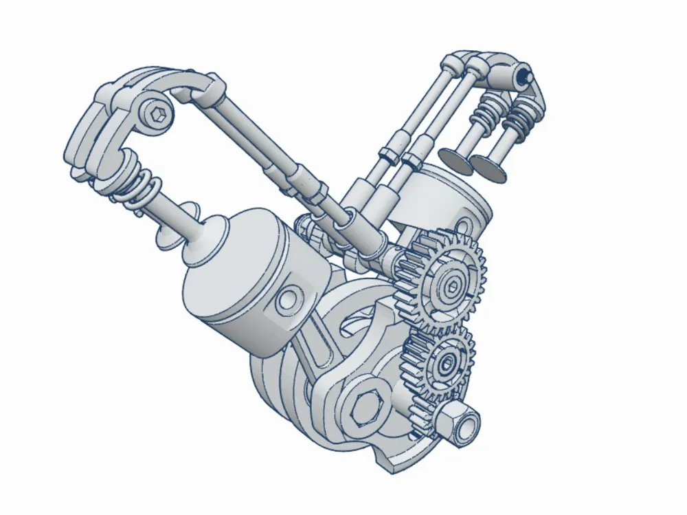 V90 Pushrod OHV Engine - Free 3D Print Model - MakerWorld