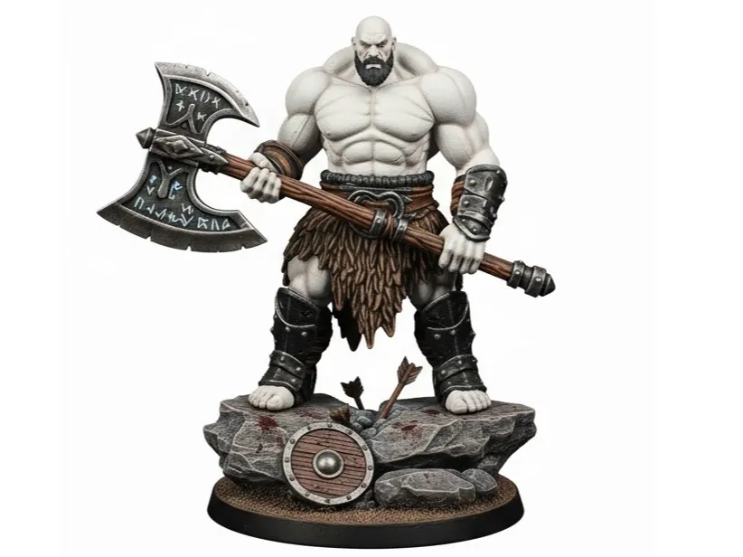 Barbarian Goliath D&D Miniature (45mm) - Free 3D Print Model - MakerWorld