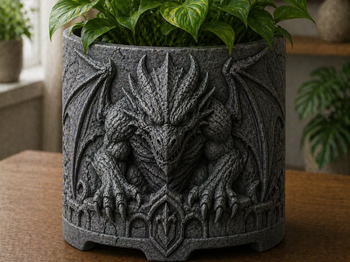 Gothic Dragon Planter - Free 3D Print Model - MakerWorld