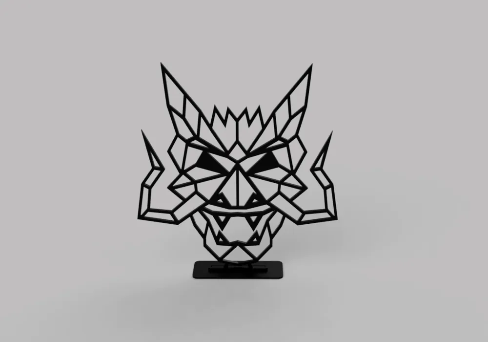 Geometric dragon head desk art by miqu - MakerWorld