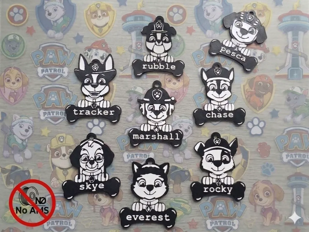 PAW Patrol customizable name -NO AMS- - Free 3D Print Model - MakerWorld