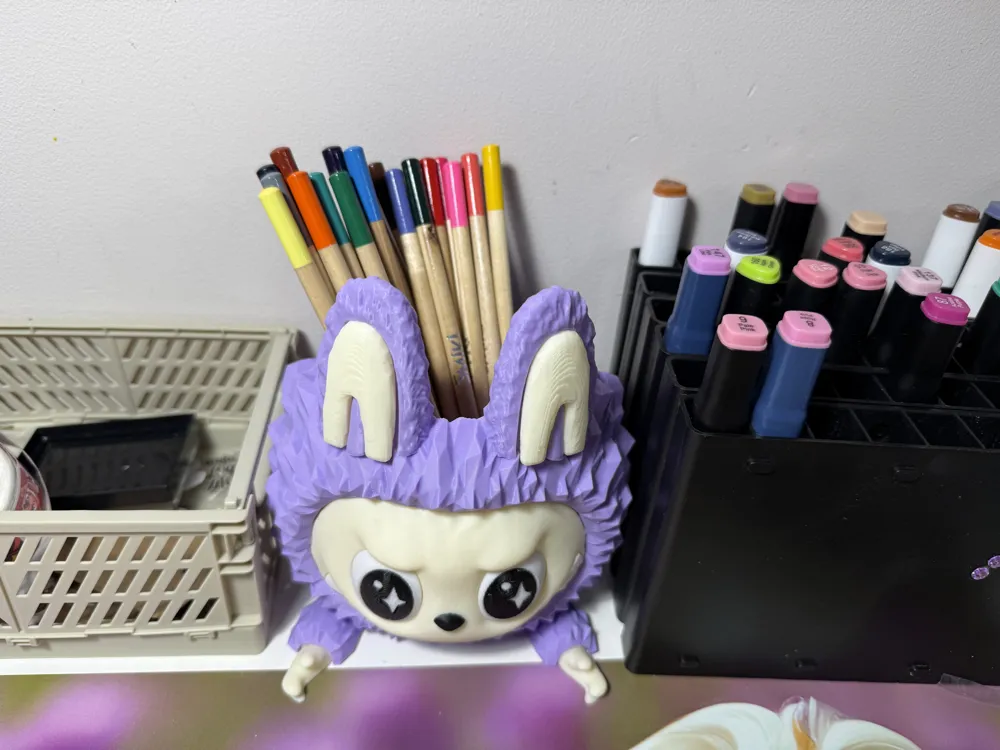 Labubu3d Pencil or Pen Holder noAMS - Free 3D Print Model - MakerWorld