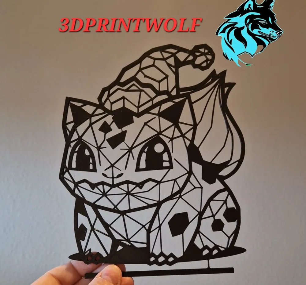 Bulbasaur - Christmas - V.2 - line art by 3DPrintWolf - MakerWorld
