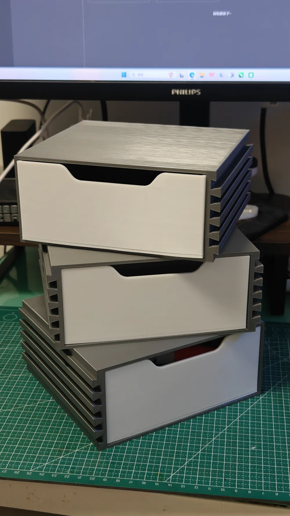 Monitor riser desktop storage box tool storage - Free 3D Print Model ...