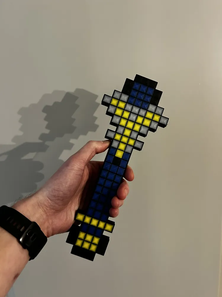 泰拉瑞亚像素化水之权杖（两个零件，AMS） - 免费 3D 打印模型 - MakerWorld