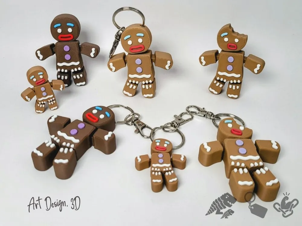 Articulated Gingerbread Man - Strong Joints - Free 3D Print Model ...