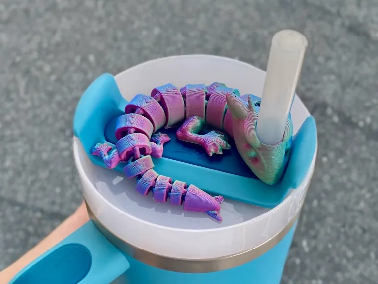 Articulated Flexi Dragon Straw Topper - Free 3D Print Model - MakerWorld