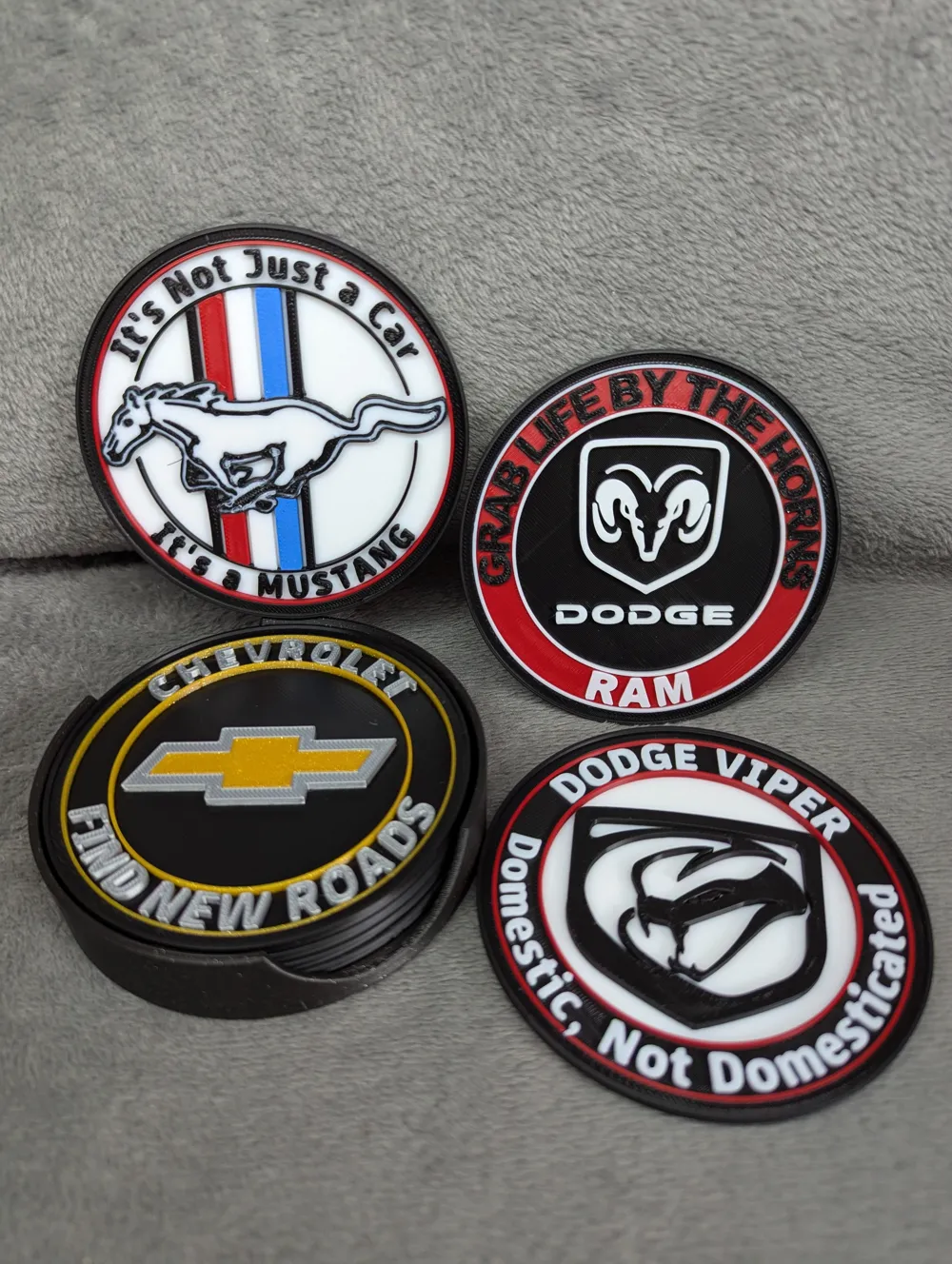 Car Logo Stackable Coaster Set - American Edition - Free 3D Print Model ...