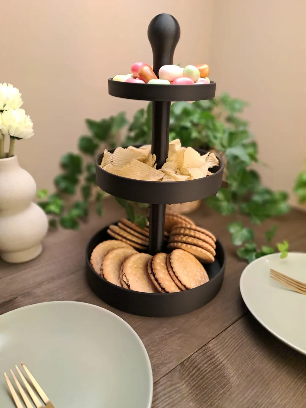 Three Tiered Snack & Cake Stand, Serving Stand by Deltaprints ...