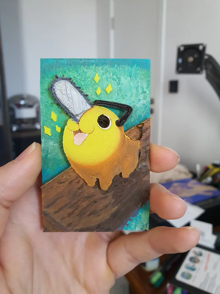 Pochita: Chainsaw Man - HueForge Card - Free 3D Print Model - MakerWorld