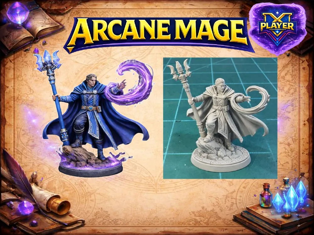 Arcane Mage: Human DnD D&D Pathfinder Mini - Free 3D Print Model ...