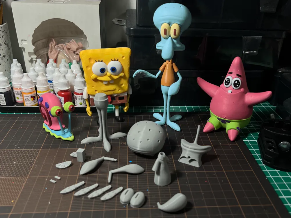 Spongebob Squarepants and Squidward Assembled Figure by CC - MakerWorld