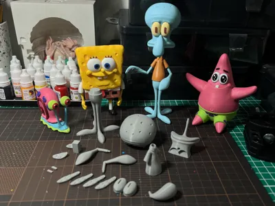Spongebob Squarepants and Squidward Assembled Figure by CC MakerWorld ...