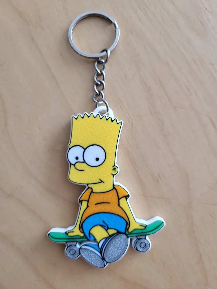 Bart Simpson Skateboard Keychain - Free 3D Print Model - MakerWorld
