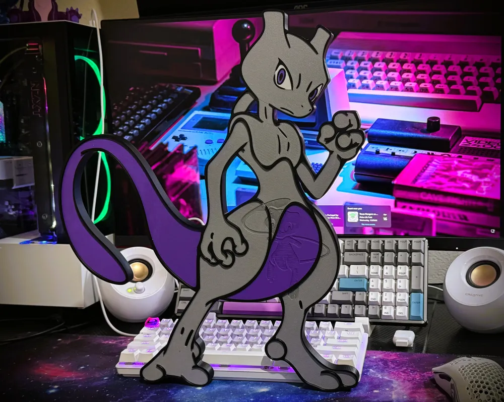 Mewtwo Wall Decor (NO AMS - Multipart) by ItsBryy3D MakerWorld ...