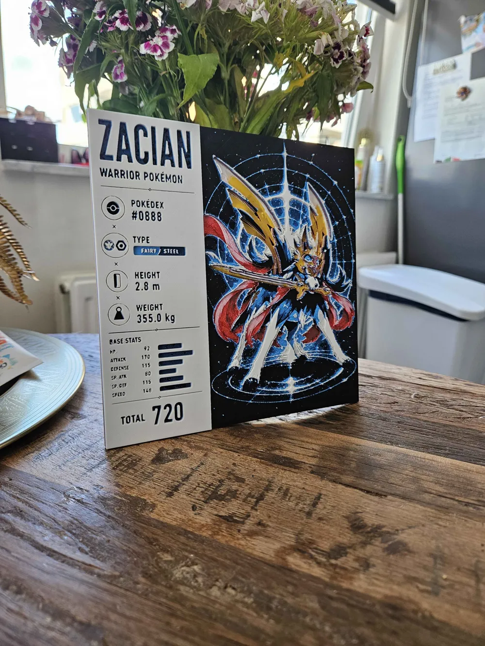 Pokemon - Zacian Infographic Hueforge - Free 3D Print Model - MakerWorld