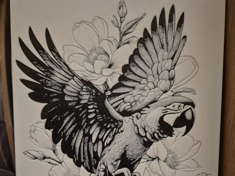 鹦鹉 Hueforge 来自 Buntsta MakerWorld：免费下载 3D 模型