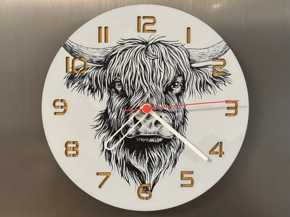 wall / desk clock highland cow - Free 3D Print Model - MakerWorld