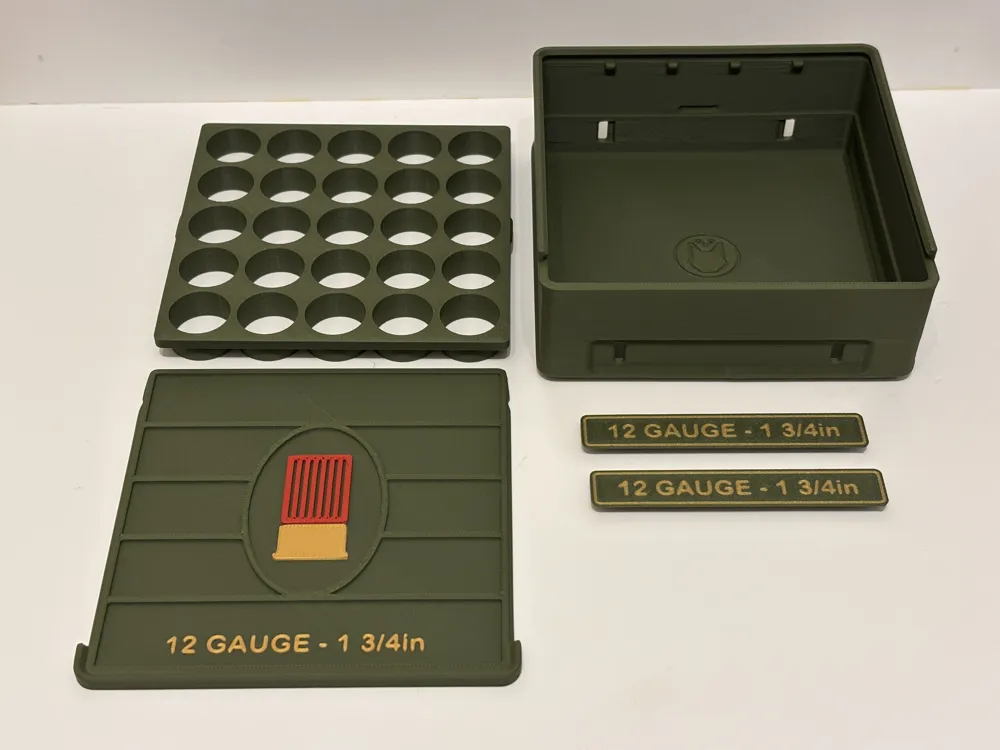 Ammo Storage Box 12 Gauge 1-3/4 25 Shells / Rounds - Free 3D Print ...