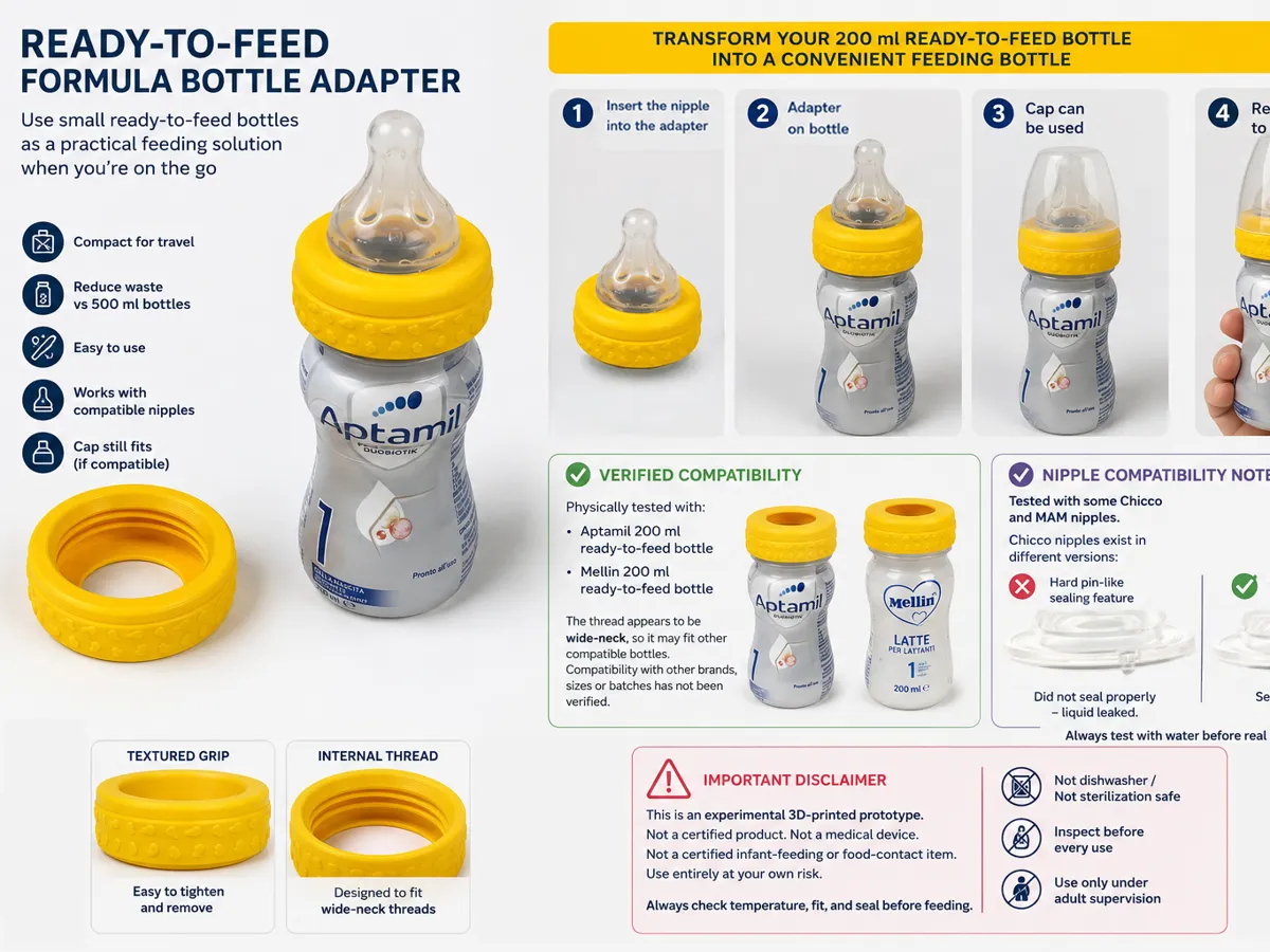 Ready-to-Feed Formula Baby Bottle Adapter - Free 3D Print Model ...