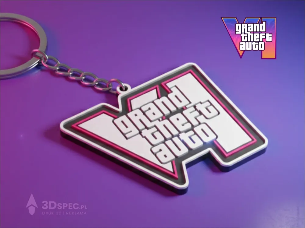 GTA VI logo keychain - Free 3D Print Model - MakerWorld