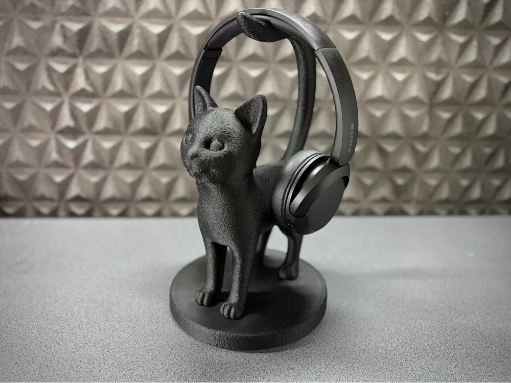 Headphone Stand - Black Cat - Free 3D Print Model - MakerWorld