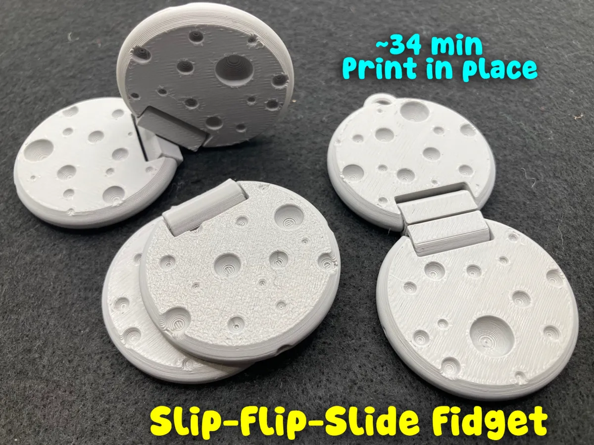 Moon Lunar Slider + Flip Fidget (Print in Place) - Free 3D Print Model ...