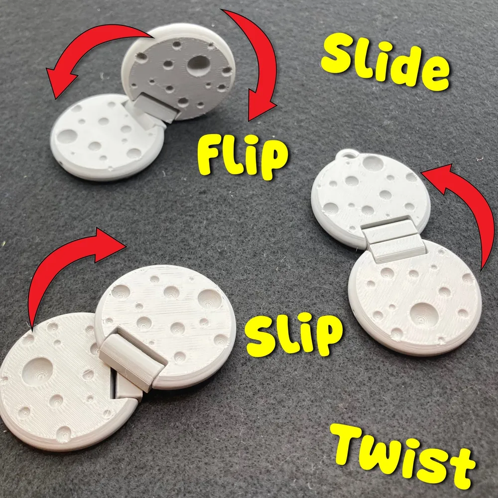 Moon Lunar Slider + Flip Fidget (Print in Place) - Free 3D Print Model ...