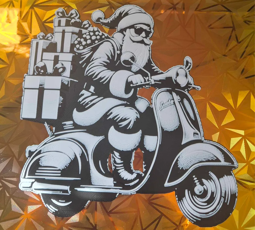 Santa on a vespa by Dano - MakerWorld