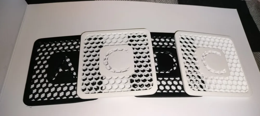 Cup Coaster With HoneyComb and letters or number - Free 3D Print Model ...