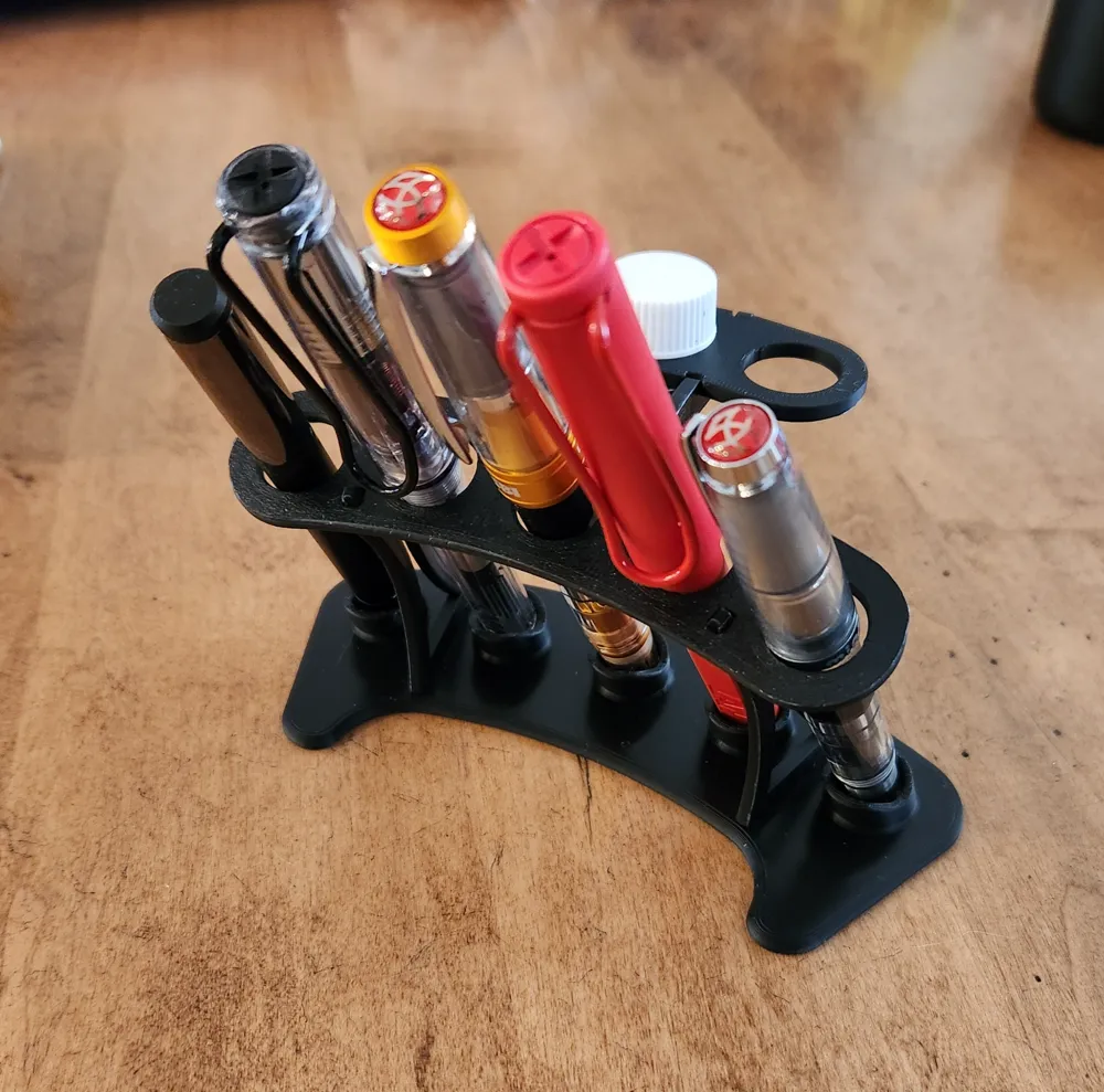 5 Pen Stand with optional shelf for 3 ink vials by nebenezer - MakerWorld