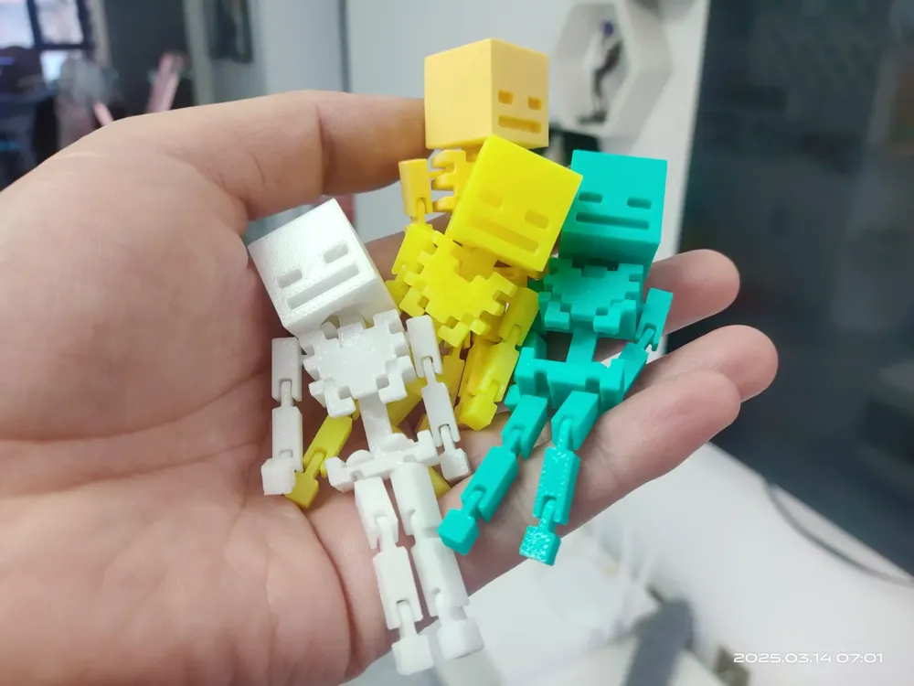 Minecraft Print-in-Place Highly Articulated Skeleton Keychain/Pendant ...