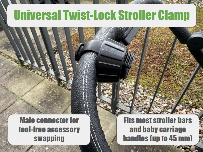 Universal Twist-Lock Stroller Clamp - Free 3D Print Model - MakerWorld