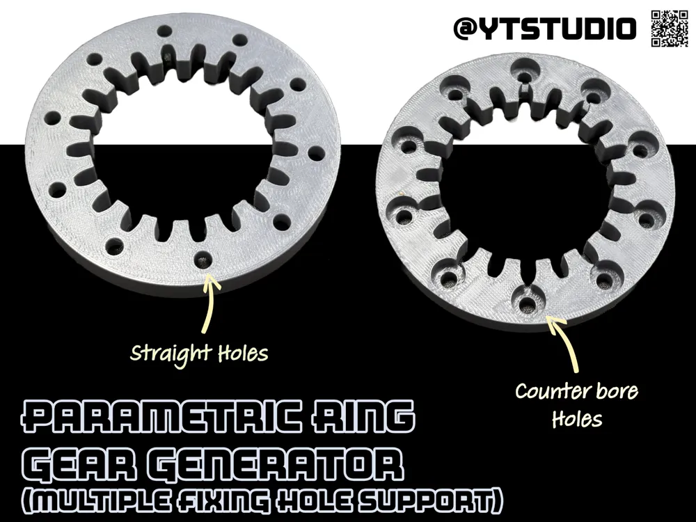 Parametric Ring Gear Generator (Fixing-Holes) - Free 3D Print Model ...