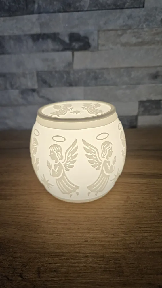 Puck /Tea light with Lid "Angel" - Free 3D Print Model - MakerWorld