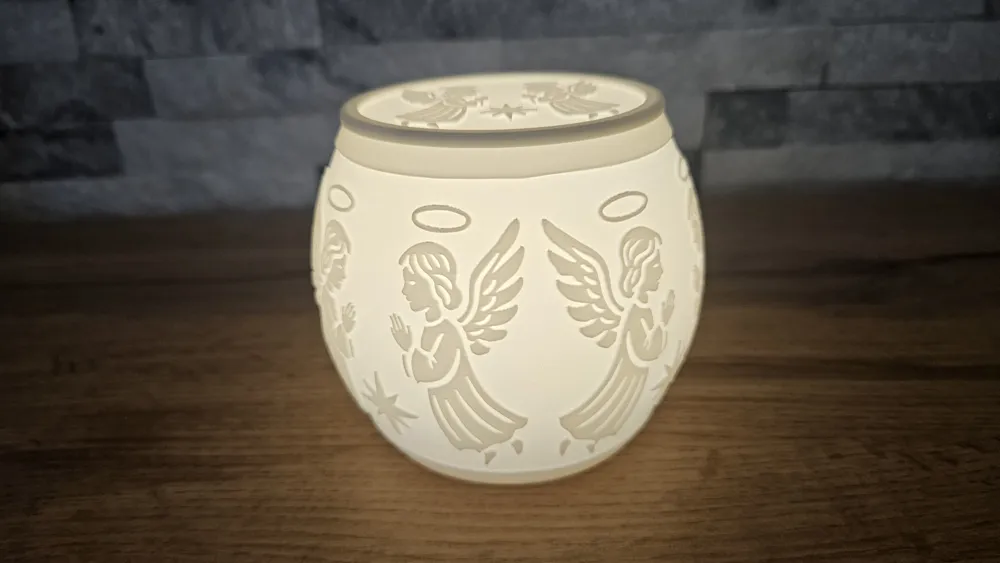Puck /Tea light with Lid "Angel" - Free 3D Print Model - MakerWorld