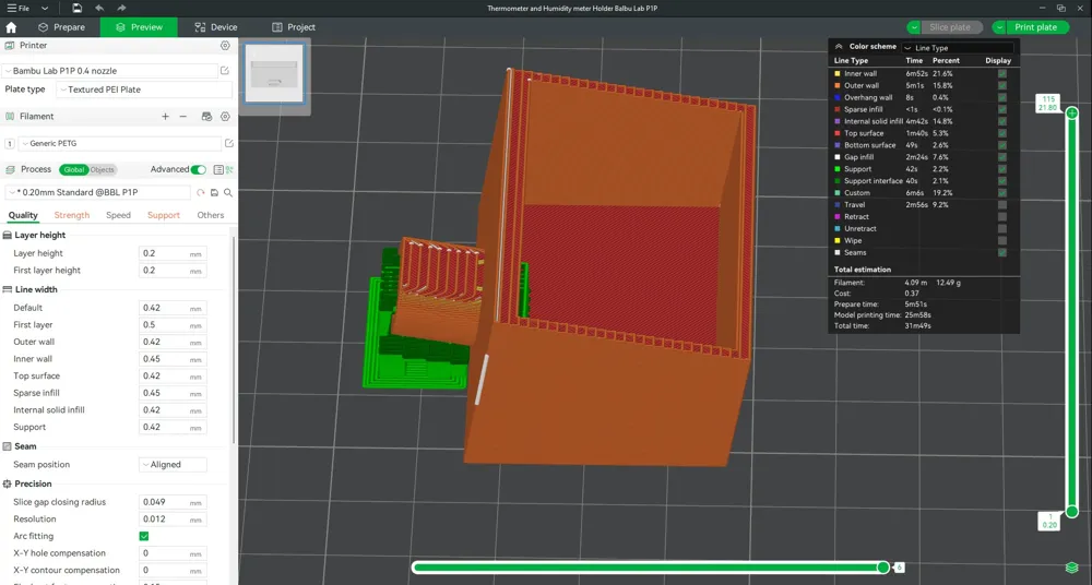 Thermometer and Humidity meter for Bambu Lab P1P by Tomasino - MakerWorld