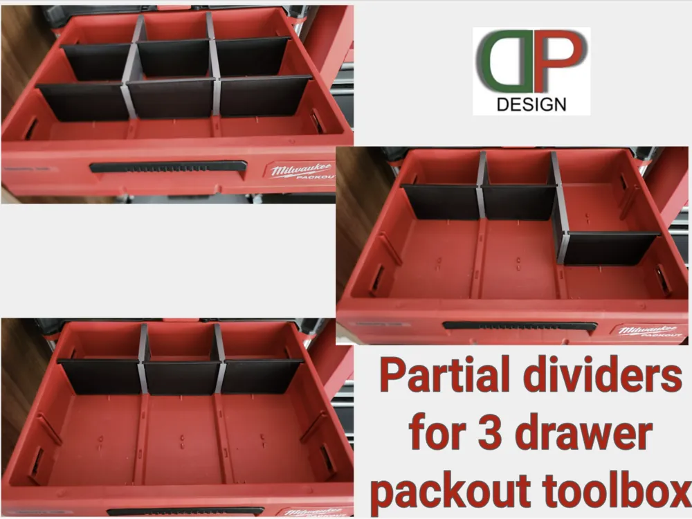 Partial dividers for Packout 3-drawer toolbox by DP design MakerWorld ...
