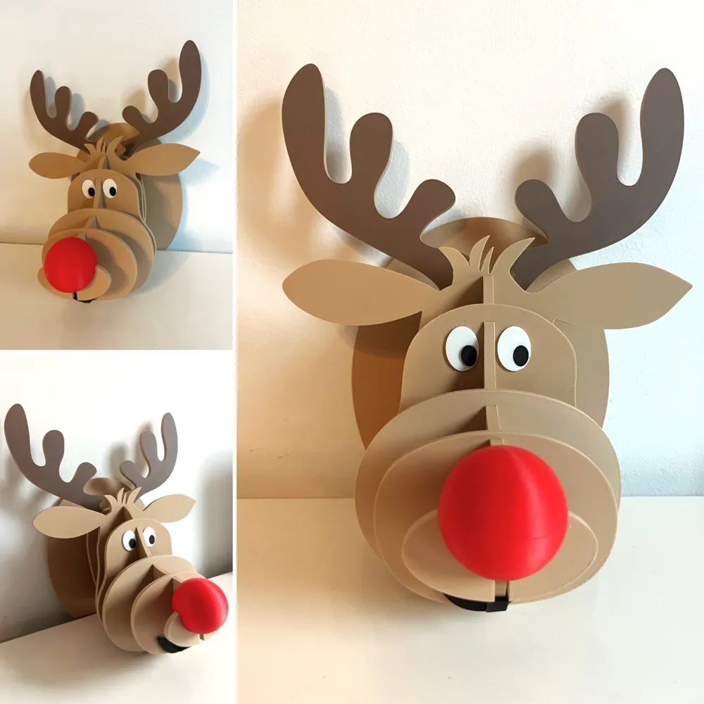 Rudolf the reindeer puzzle decoration - Free 3D Print Model - MakerWorld