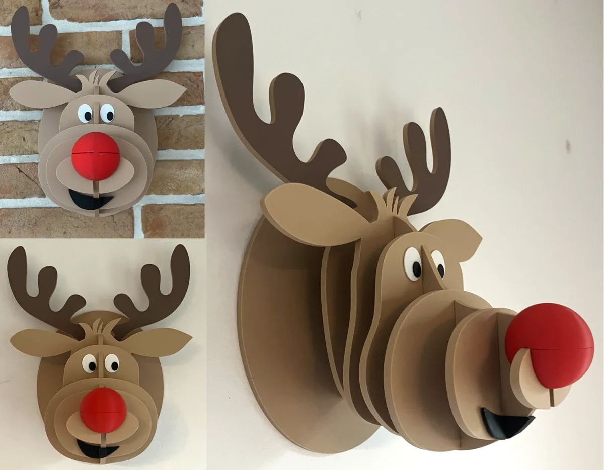 Rudolf the reindeer puzzle decoration - Free 3D Print Model - MakerWorld