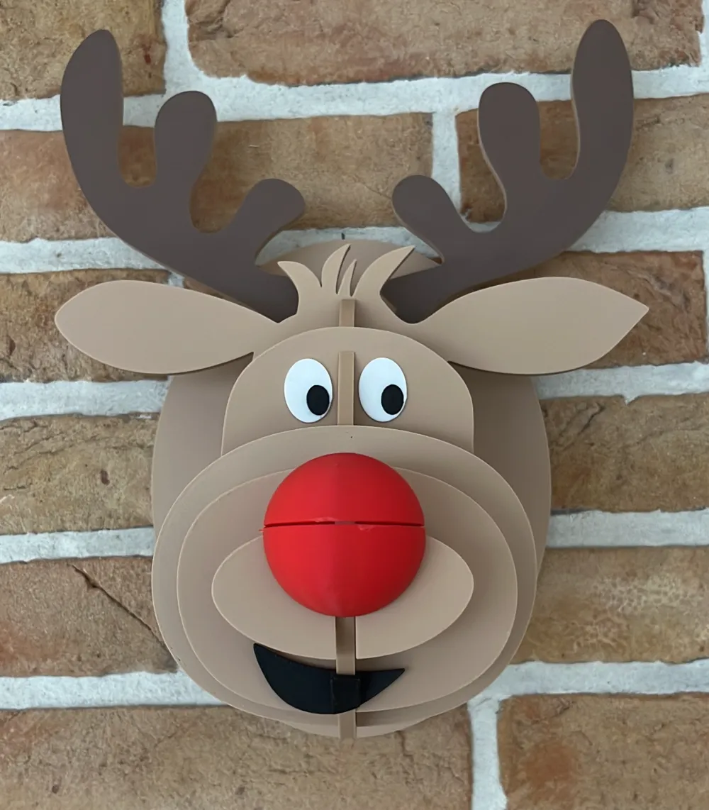 Rudolf the reindeer puzzle decoration - Free 3D Print Model - MakerWorld